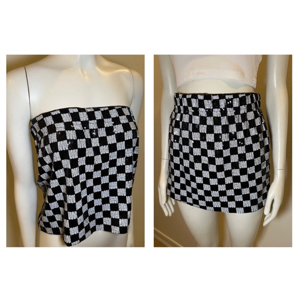Skirts | Sequin Checkerboard Skirt Tube Top | Poshmark